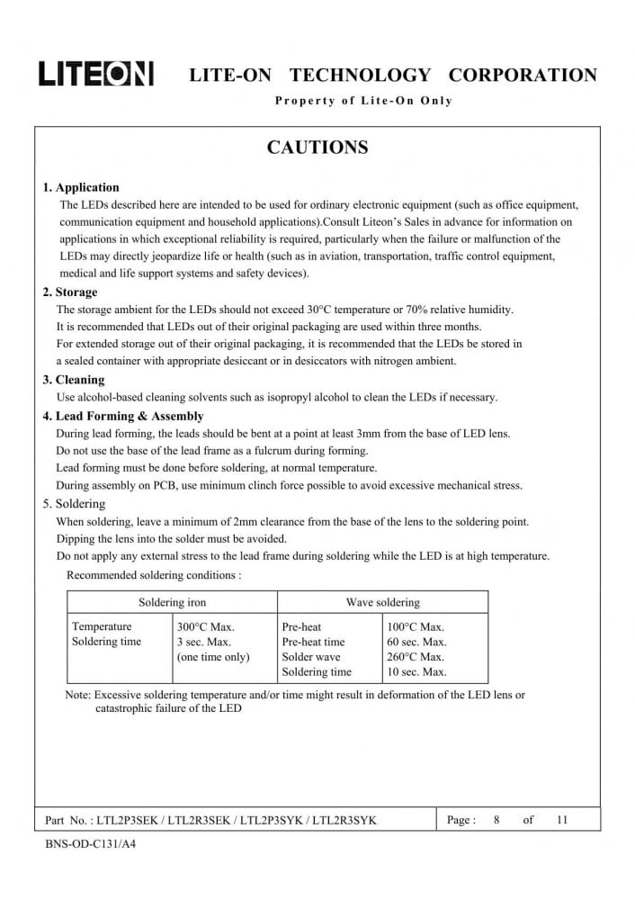LTL2R3SYK datasheet page 8