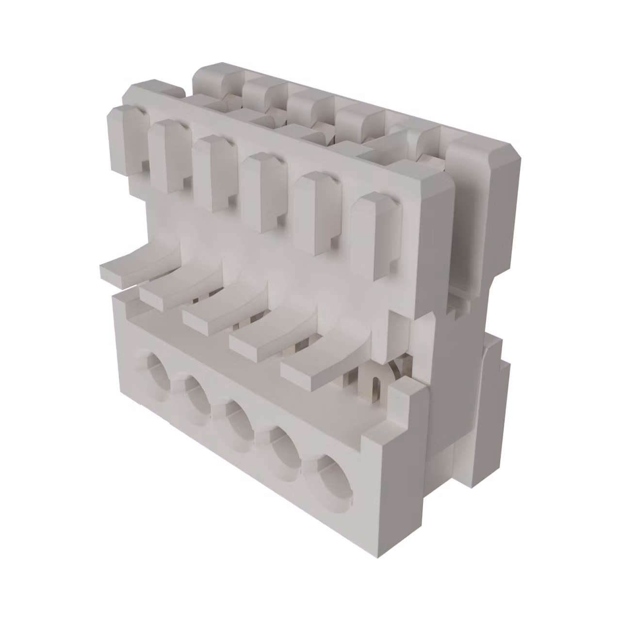 Appli-Mate RAST 2.5 Female Connector, 2.50mm Pitch, 5 Circuits, All Position Keys, Open Endwalls, Polarizing Rib Between Circuits 4 & 5 for sale