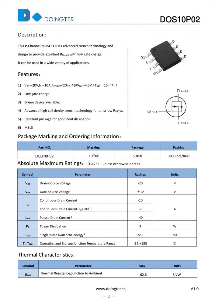 DOS10P02 datasheet page 1