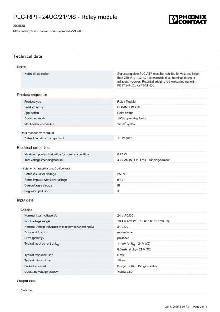 Phoenix Contact 2909668 technical document page 2