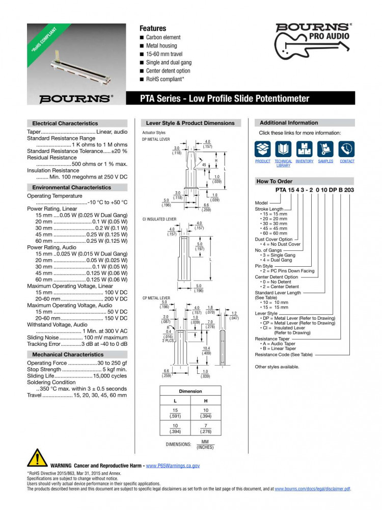 PTA series technical document page 1