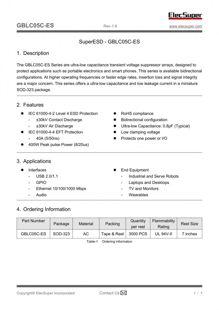 GBLC05C-ES datasheet page 1