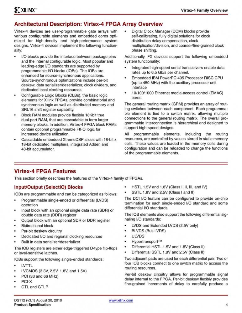 Virtex-4 documentation page 4