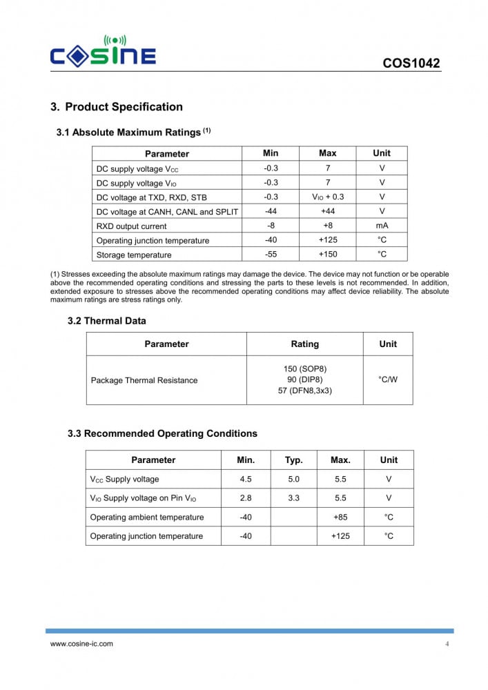 COS1042T datasheet page 4