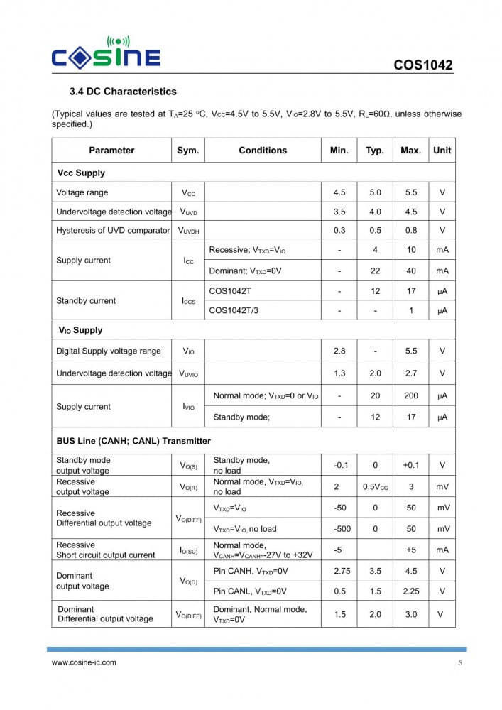 COS1042T datasheet page 5