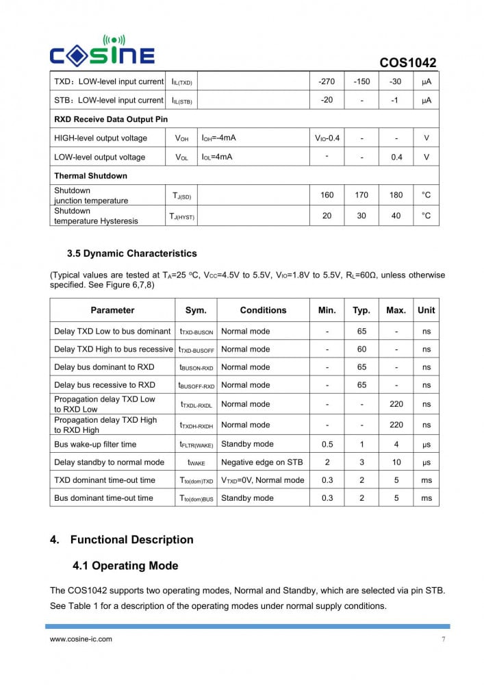 COS1042T datasheet page 7