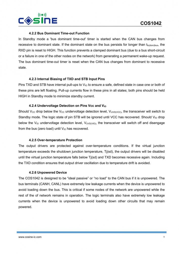 COS1042T datasheet page 9