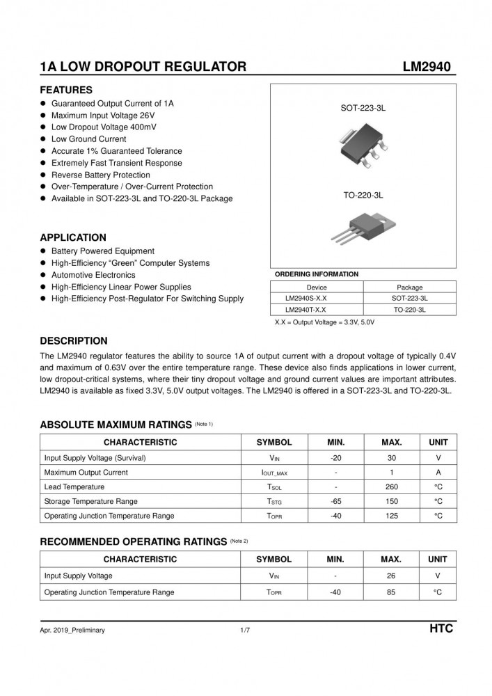 LM2940 datasheet page 1