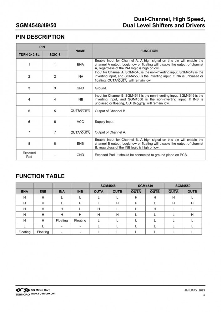 SGM4548 datasheet preview, page 4