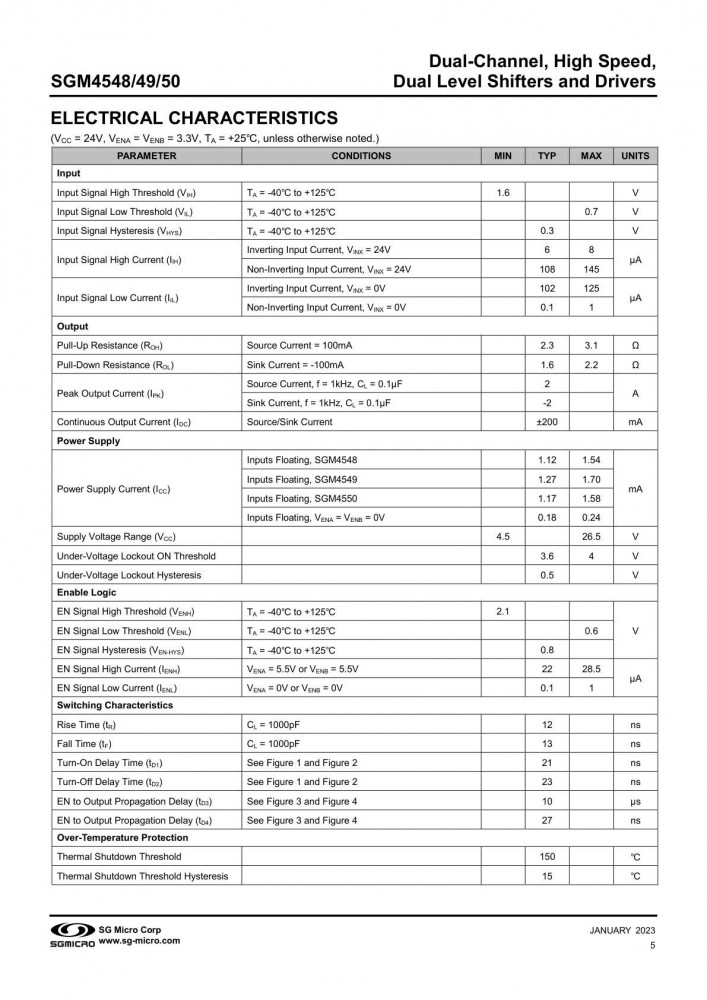 SGM4548 datasheet preview, page 5