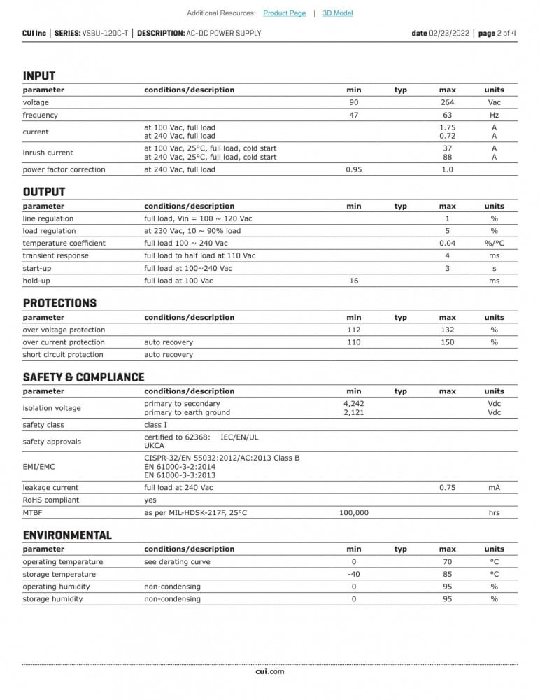 VSBU-120C-T512A datasheet page 2