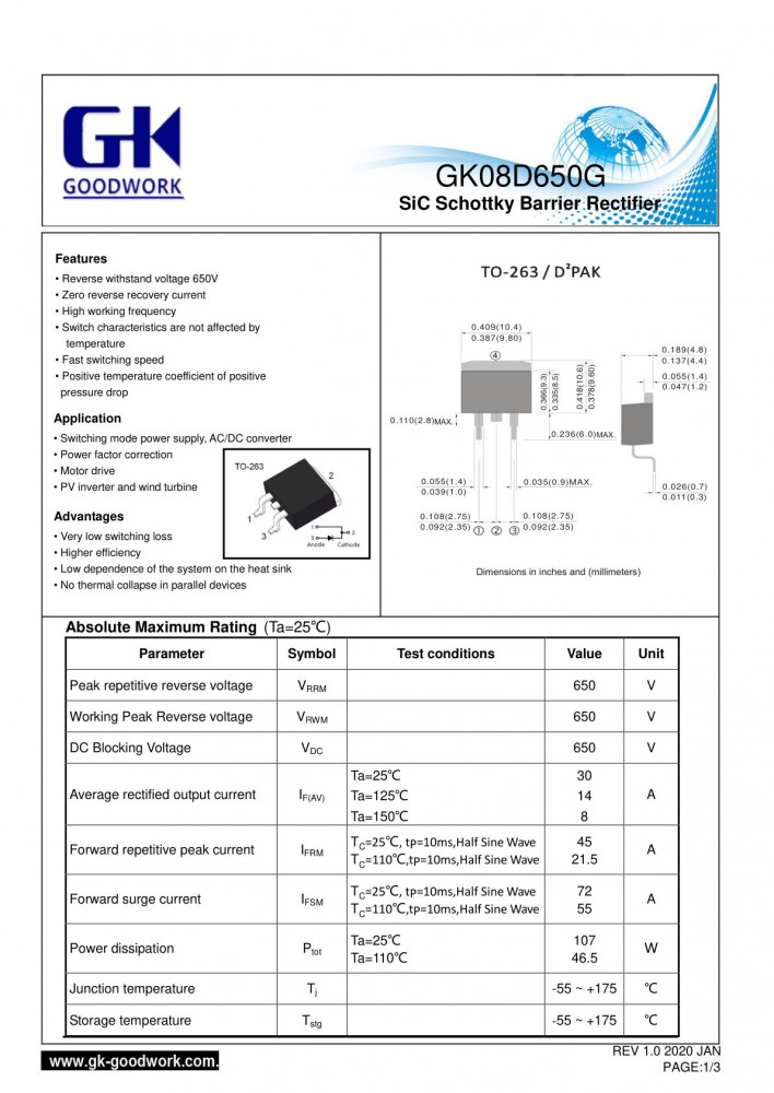 GK08D650G technical document page 1