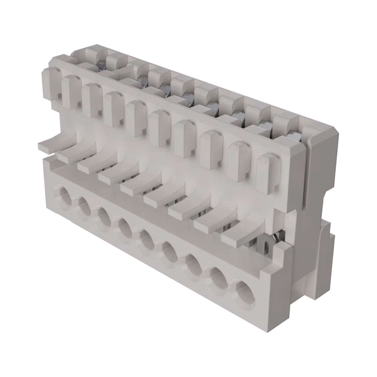 Appli-Mate RAST 2.5 IDT Housing, 2.50mm Pitch, Female, 9 Circuits, Beaded Terminal, All Position Keys, Slotted Endwalls, Polarizing Rib Between Circuits 2 & 3 for sale