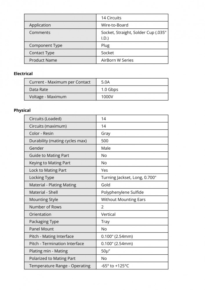 WTA14SACJTL technical document page 2