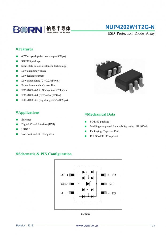 NUP4202W1T2G-N datasheet page 1
