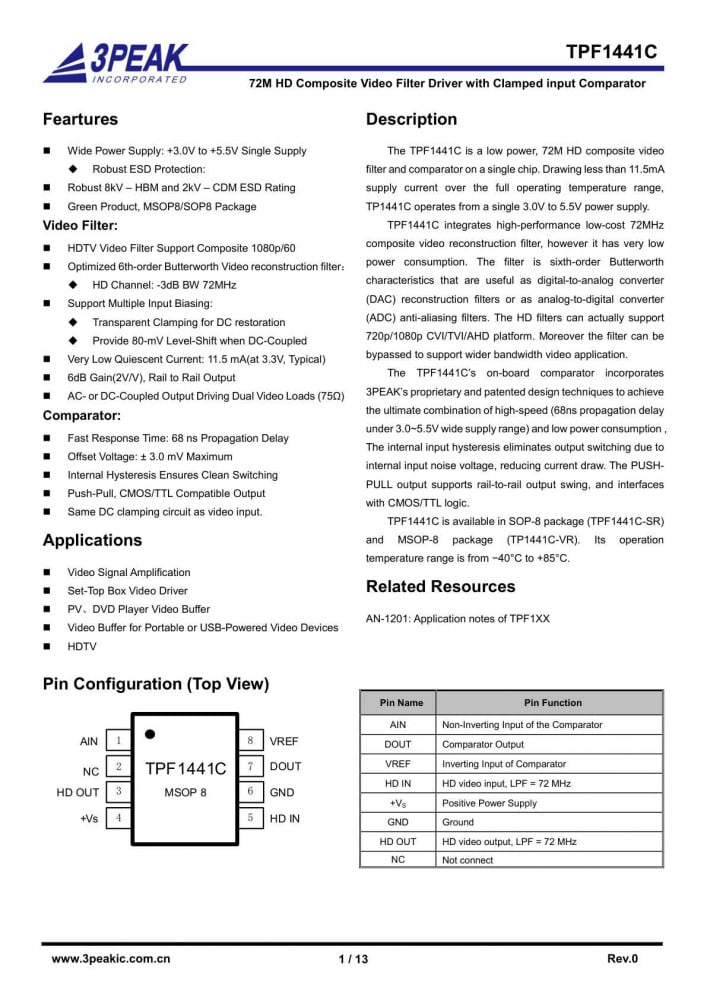 TPF1441C-VR datasheet page 1
