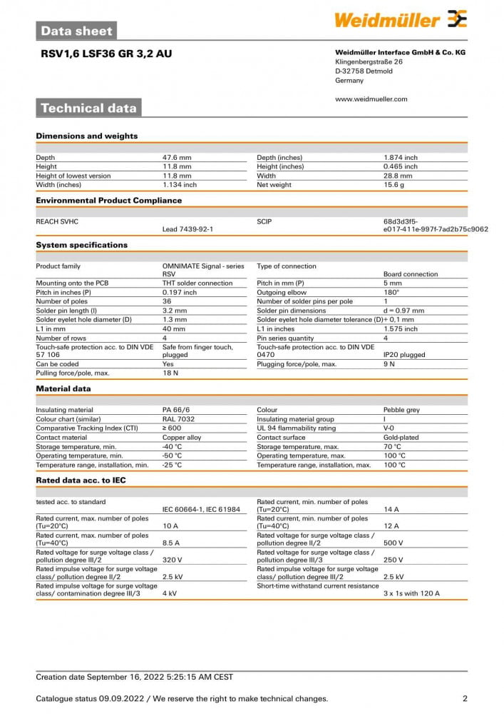 WEIDMULLER 1446800000 technical document page 2