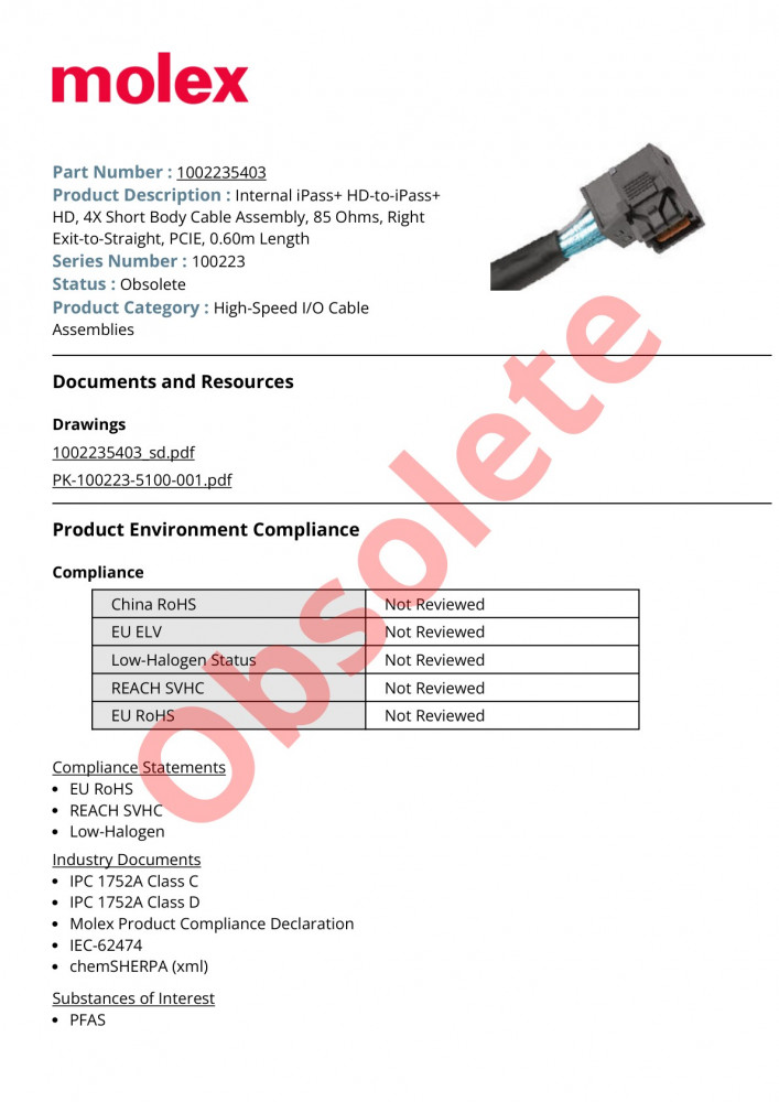 MOLEX drawing document PK-100223-5100, page 1