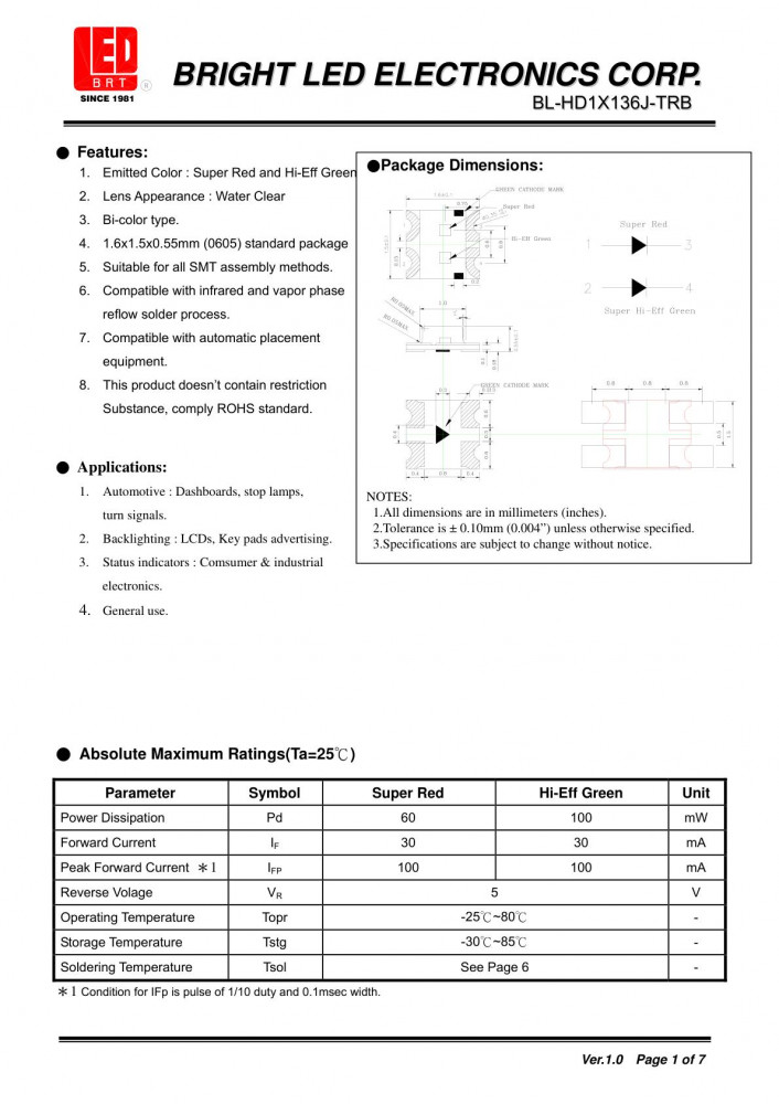 BL-HD1X136J-TRB technical document page 1