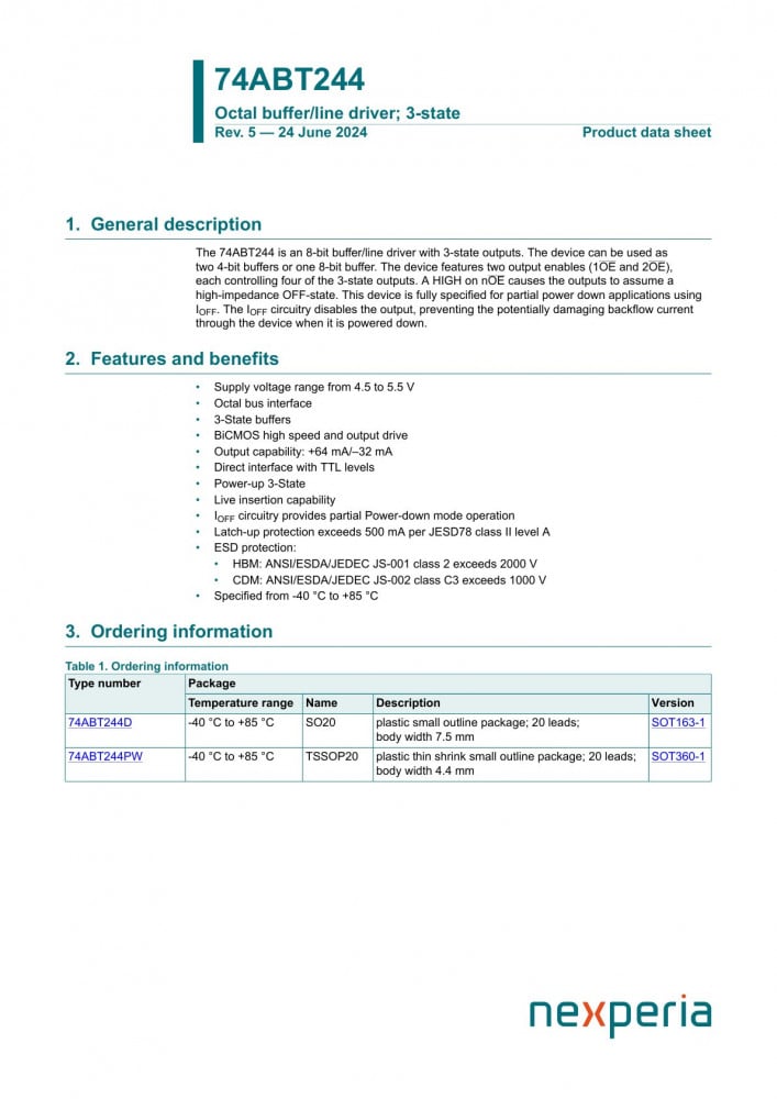 74ABT244D,623 datasheet page 1