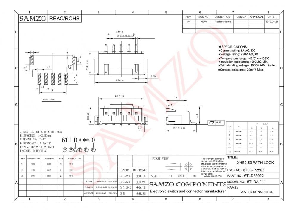 SAMZO 6TLDA040 technical drawing