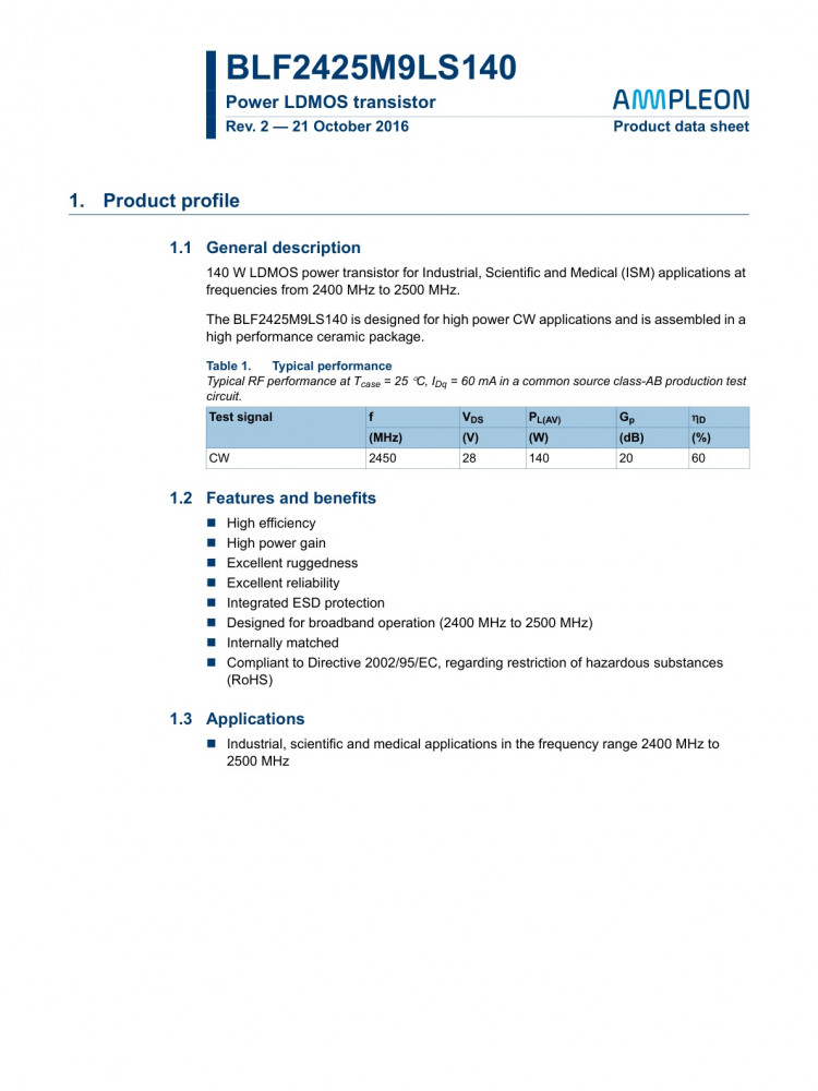 BLF2425M9LS140 technical document page 1