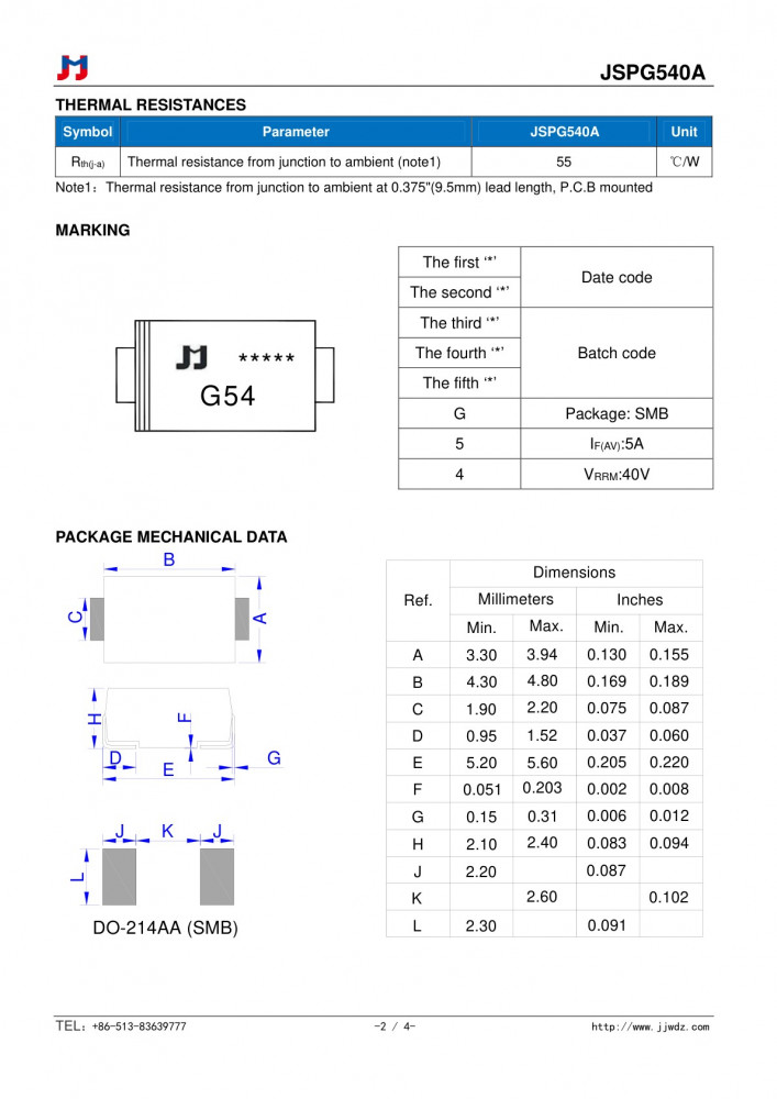 JSPG540A datasheet page 2