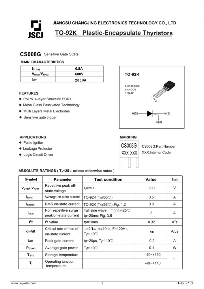 CS008G datasheet page 1