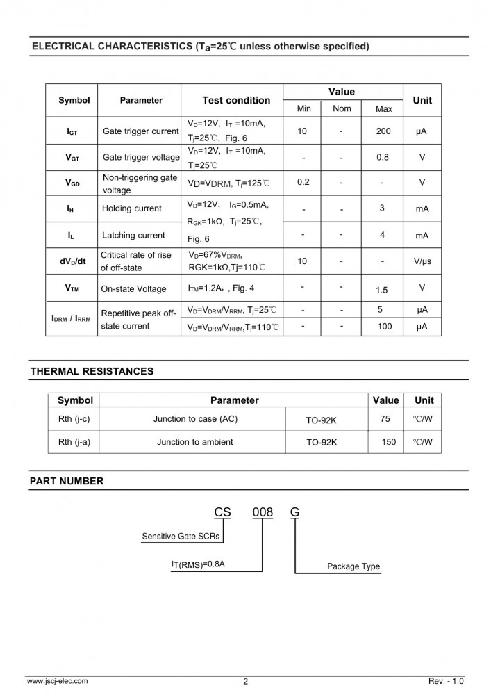 CS008G datasheet page 2