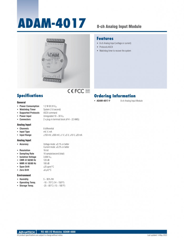 ADAM-4017 product document page