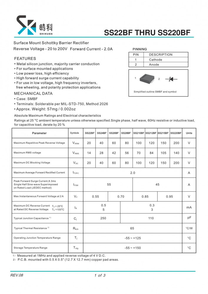 SS24BF datasheet page 1