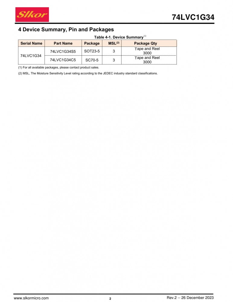 74LVC1G34S5 technical document page 2