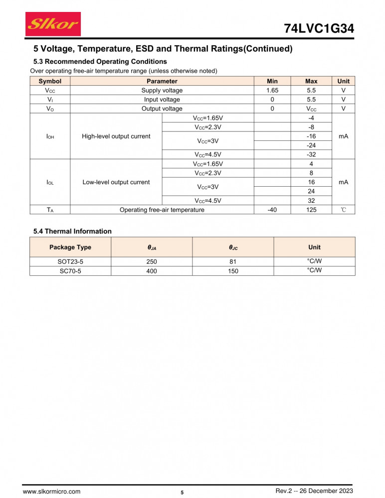 74LVC1G34S5 technical document page 5