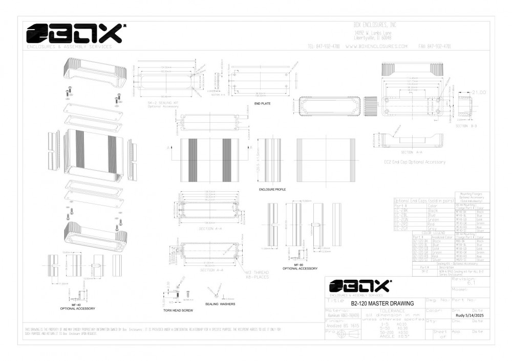 B2-120 enclosure master drawing page