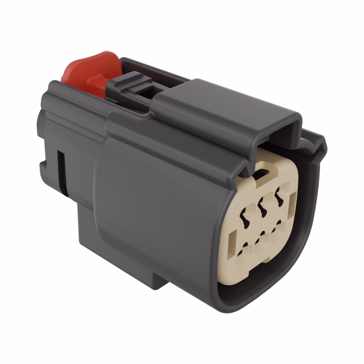 MX150 Mat-Sealed Female Connector Assembly, Dual Row, 6 Circuits, Keying Option C, with Connector Position Assurance, with Clipslot, Dark Gray for sale