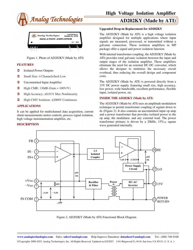 AD202KY datasheet page 1