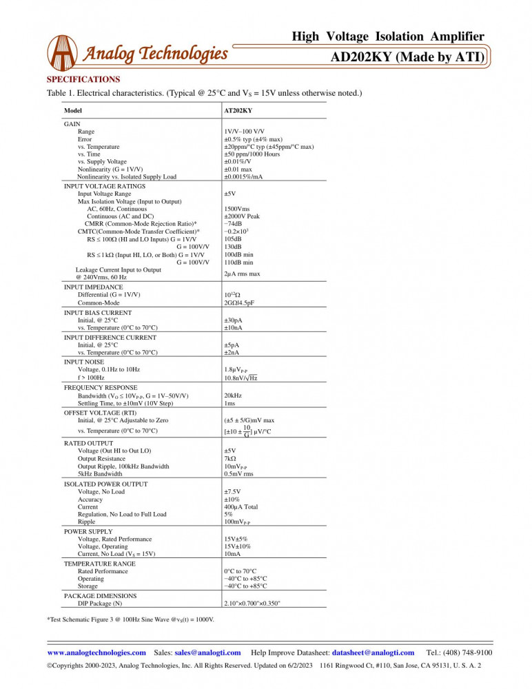 AD202KY datasheet page 2