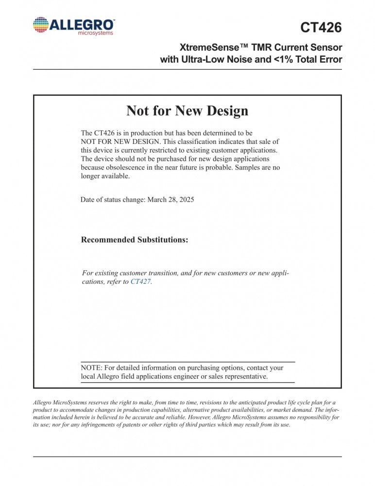 CT426 datasheet page 1