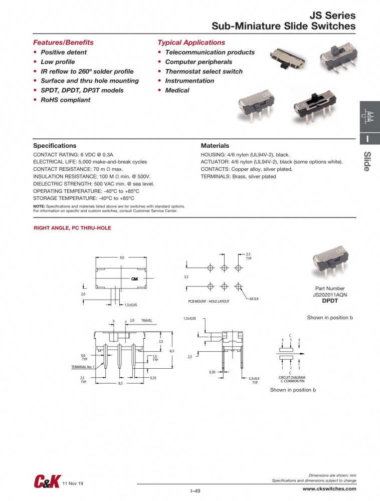 C&K JS203011SCQN document page 1