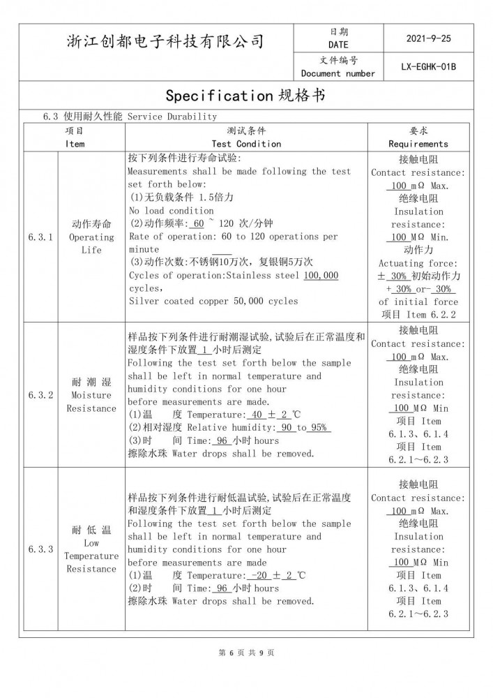 CAX TS-1102FSD-6x6x9.5 specification page 6