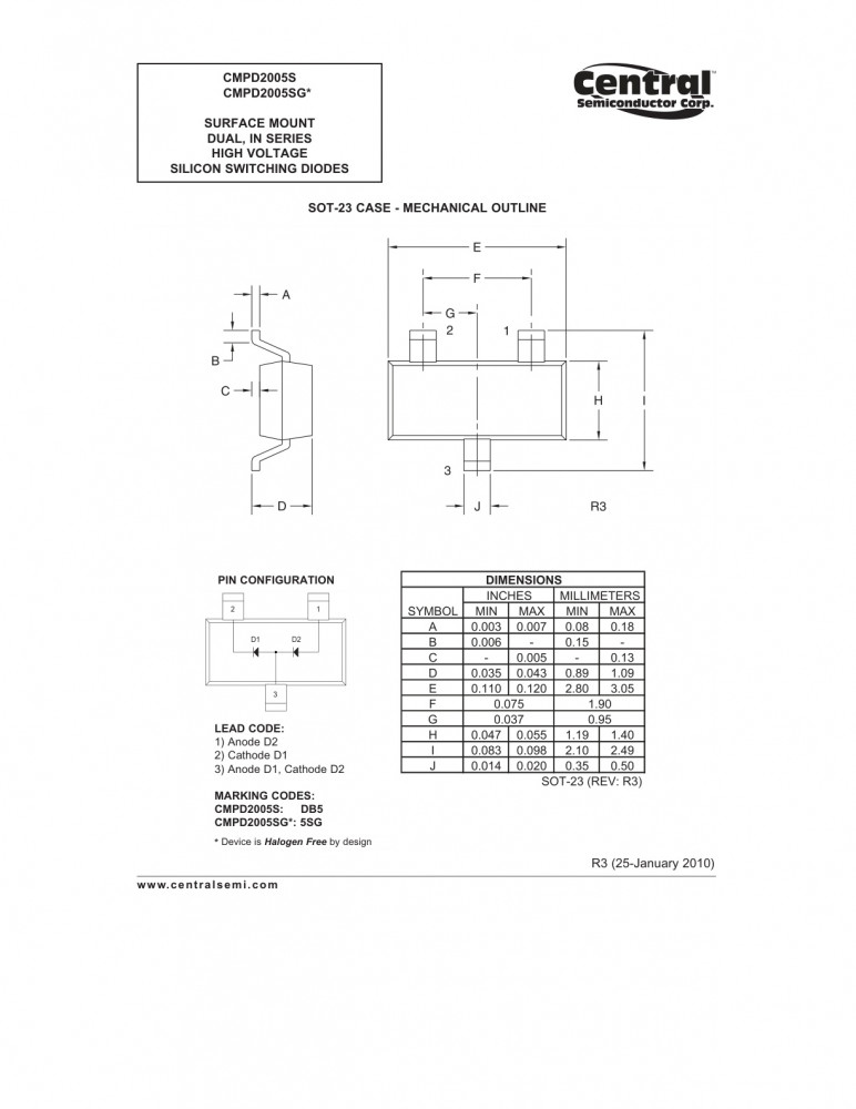 CMPD2005SG datasheet page 2