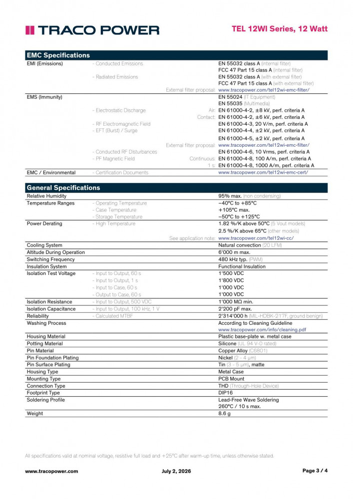 TEL 12WI technical document page 3