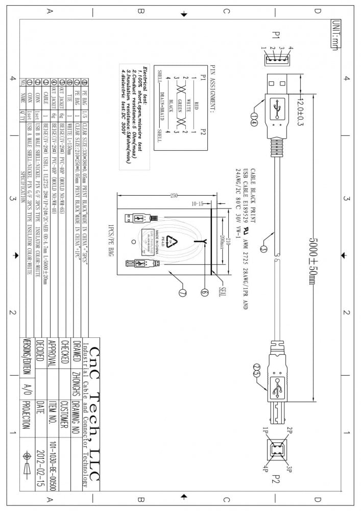 CNC Tech 101-1030-BE-00500 dimensional drawing