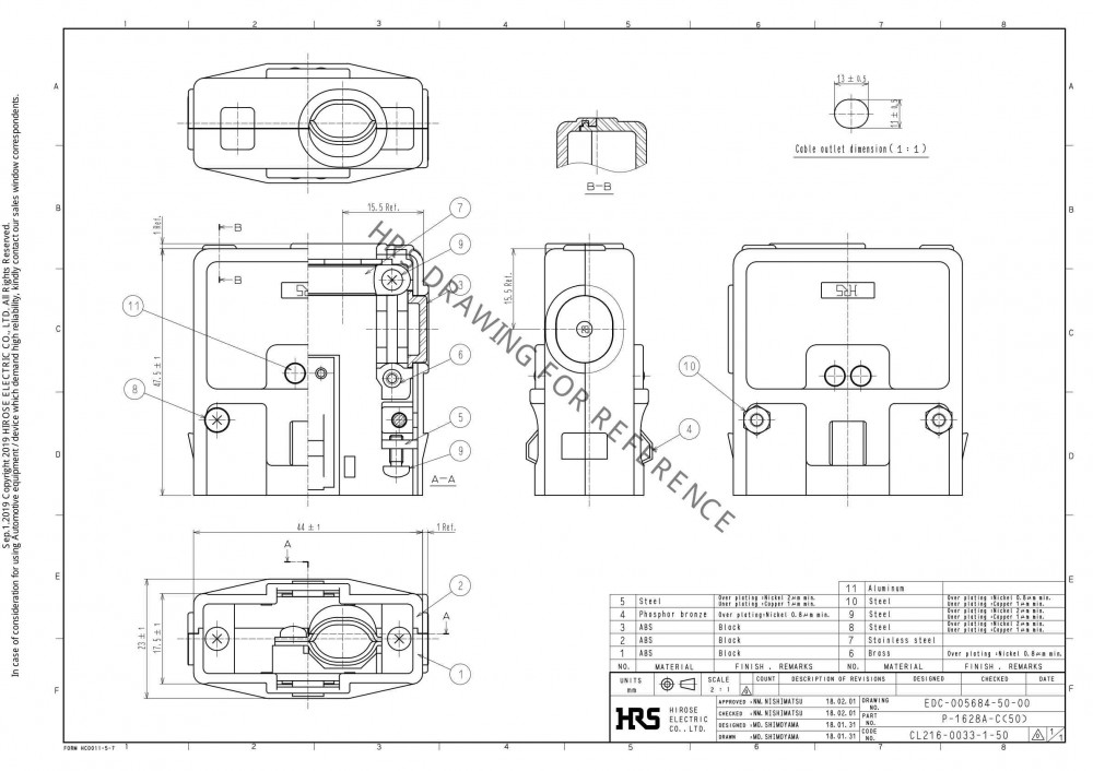 HRS P-1628A-C(50) technical drawing preview