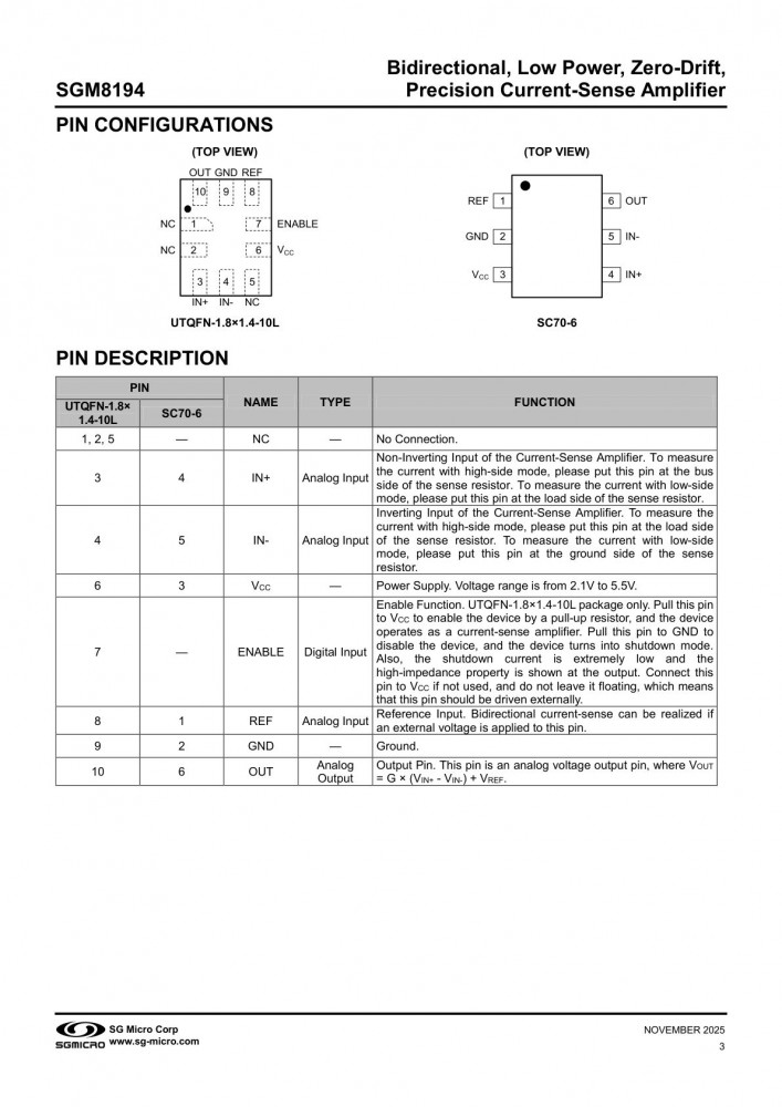 SGM8194 datasheet page 3