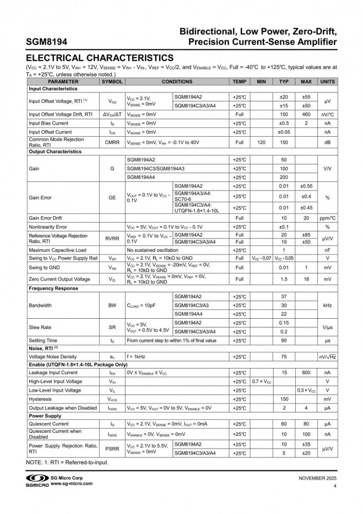 SGM8194 datasheet page 4