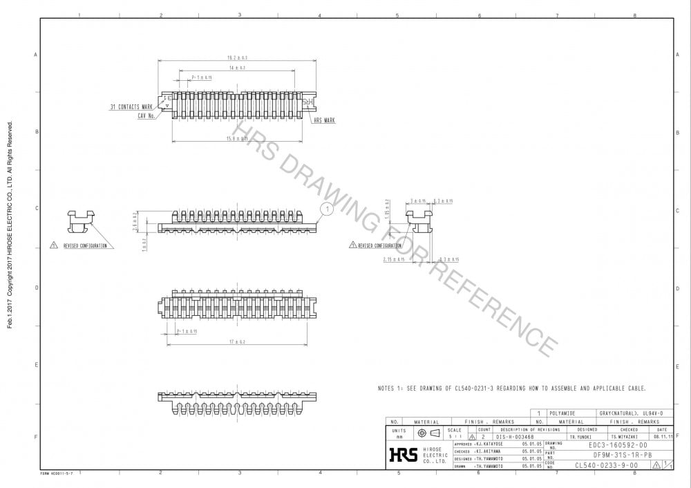 HRS DF9M-31S-1R-PB technical drawing preview