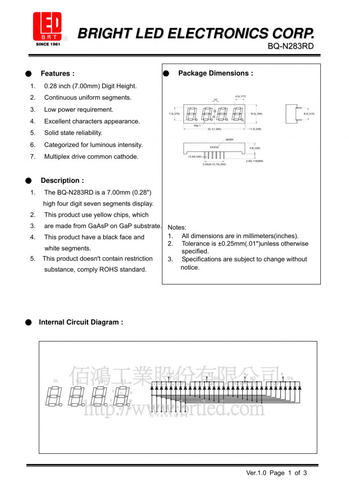 BQ-N283RD technical document page 1