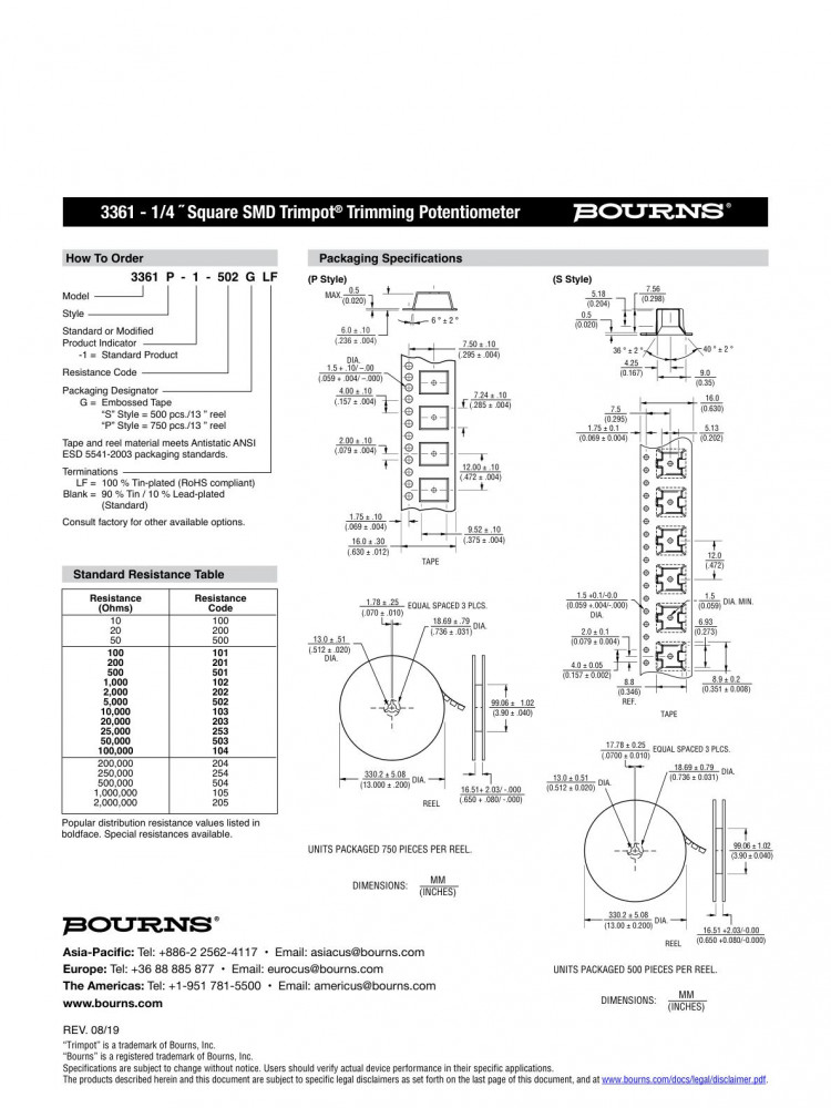 BOURNS 3361P datasheet page 2