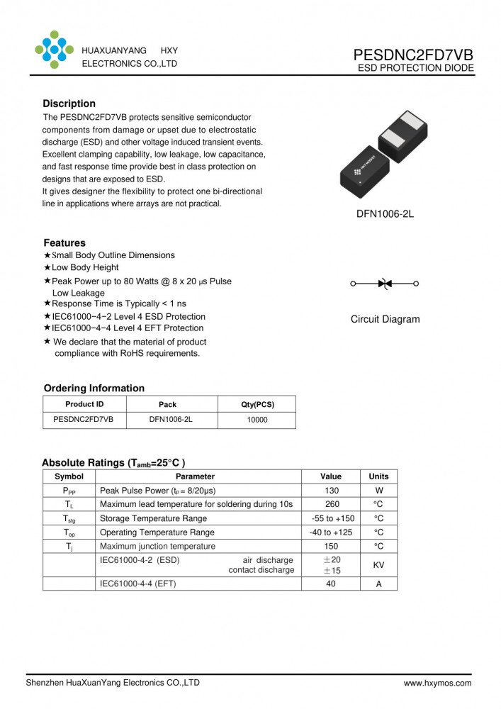 PESDNC2FD7VB datasheet page 1